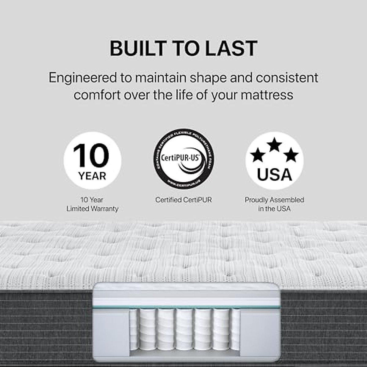 Beautyrest Silver BRS900 12.25” Medium Queen Mattress, Cooling Technology, Supportive, CertiPUR-US, 100-Night Sleep Trial, 10-Year Limited Warranty,White