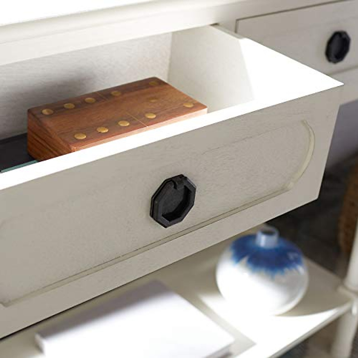 Safavieh Home Collection Allura Distressed White 2-Drawer Bottom Shelf Console Table