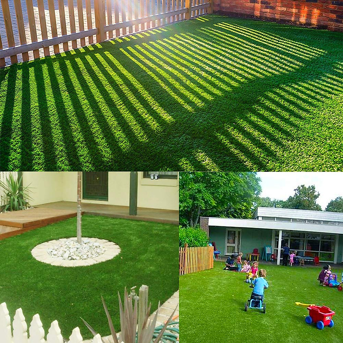 Fas Home Artificial Grass Turf 4FTX6FT(24 Square FT), 1.38" Pile Height Realistic Synthetic Grass, Drainage Holes Indoor Outdoor Pet Faux Grass Astro Rug Carpet for Garden Backyard Patio Balcony