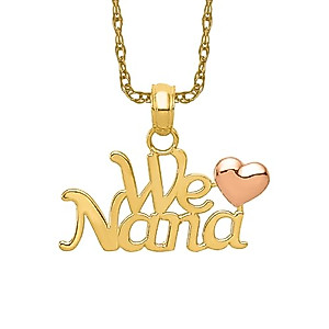 IceCarats 14K Two Tone Gold We Love Grandma Necklace Nana Charm Grandmother Pendant 16mm x Only
