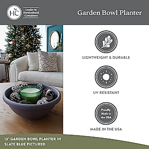The HC Companies 15.5 Inch Large Garden Bowl Planter - Shallow Plant Pot with Drainage Plug for Indoor Outdoor Flowers, Herbs, Chocolate