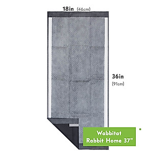 Paw Inspired Disposable Guinea Pig Cage Liners | Bamboo Charcoal Odor Controlling | Super Absorbent Liners Pee Pads for Ferrets, Rabbits, Hamsters, and Small Animals (36x18 (Wabbitat 37") - 16 ct)