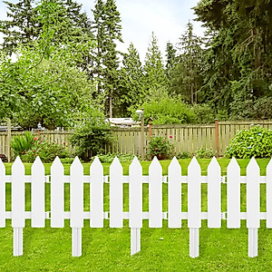 ELECLAND 6 Pieces Garden Fence with 6 Pieces Fence Insert White Plastic Fence Garden Picket Fence Edgings Lawn Flowerbeds Plant Borders Decorative Garden Yard