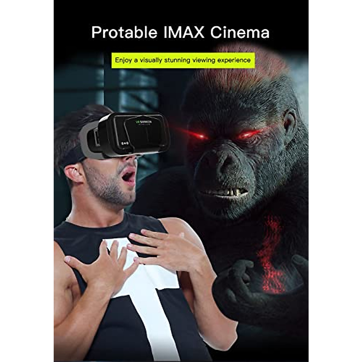 VR SHINECON Virtual Reality VR Headset 3D Glasses VR Goggles for TV, Movies & Video Games, Compatibale iOS & Android Smartphone Within 4.7-7 inch Screen, Black