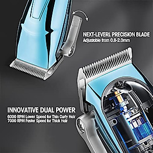 Zesuti Professional Hair Clippers for Men with Beard Trimmer Set,Cordless 2 Adjustable Speeds Barber Hair Clipper Haircut Kit & T-Blade Trimmer USB Rechargeable Hair Cutting Grooming Kit