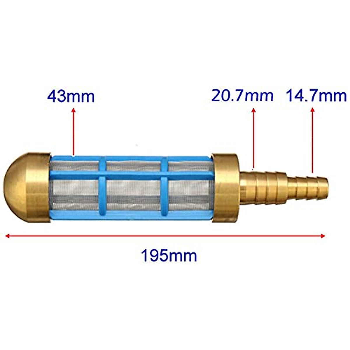 Suction Filter, Pressure Washer Water Suction Filter Drum, Brass Pick Up Filter Strainer Drum Suction, Brass 3/4'' 1/2'' Hose Water Suction Strainer Pickup Filter for Pressure Washer