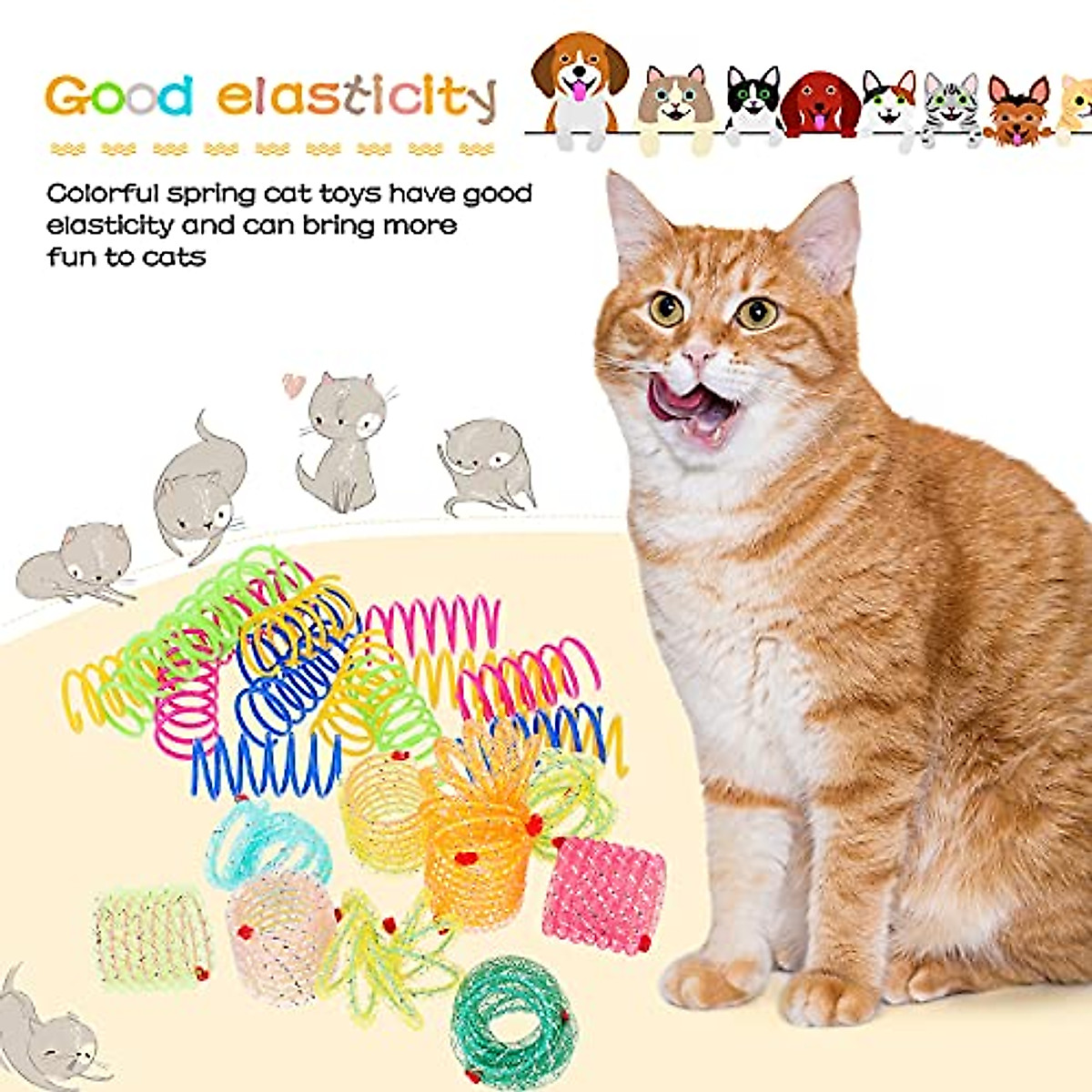 30 Pieces Cat Springs Cat Spiral Toys Cat Fetch Chew Toy Kitten Pet Plastic Coil Spiral Springs for Kitten Bouncing Play Training, 2 Styles