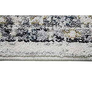 Bashian Collection Area Rug - Luxury Power Loom Polyester - Home Decor for Runner Rug, Entryway Rug, Living Room Rugs, 2.6’ x 8’, Ivory/Charcoal