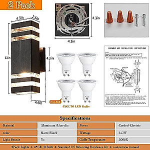 ZSMAIKU Exterior Light Fixture, Outdoor Wall Lights, Outside Lights for House, Outdoor Lighting, Exterior Light, Outdoor Garage Lights Wall Mount Black