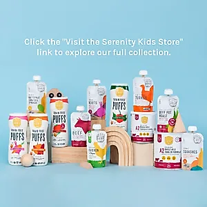 Serenity Kids 6+ Months Baby Food Pouches Puree Made With Ethically Sourced Meats & Organic Veggies | 3.5 Ounce BPA-Free Pouch | Meats + Herbs Variety Pack | 6 Count