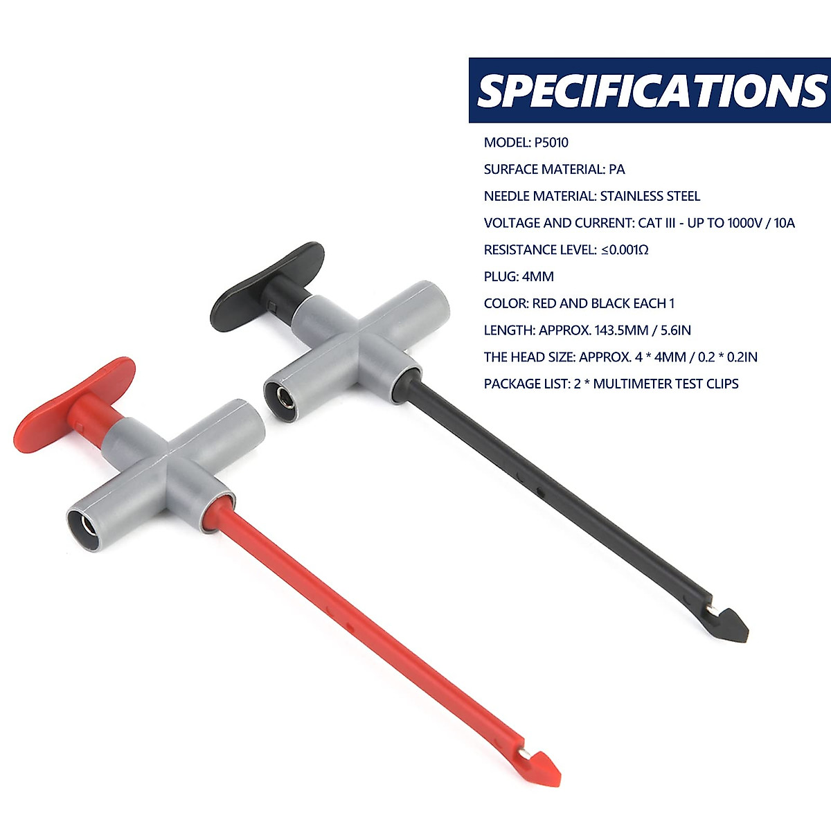 Puncture Probe Wire Piercing Test Clip 2PCS P5010 Automotive Test Cable Kit Auto Car Repairing Multimeter Testing Tool