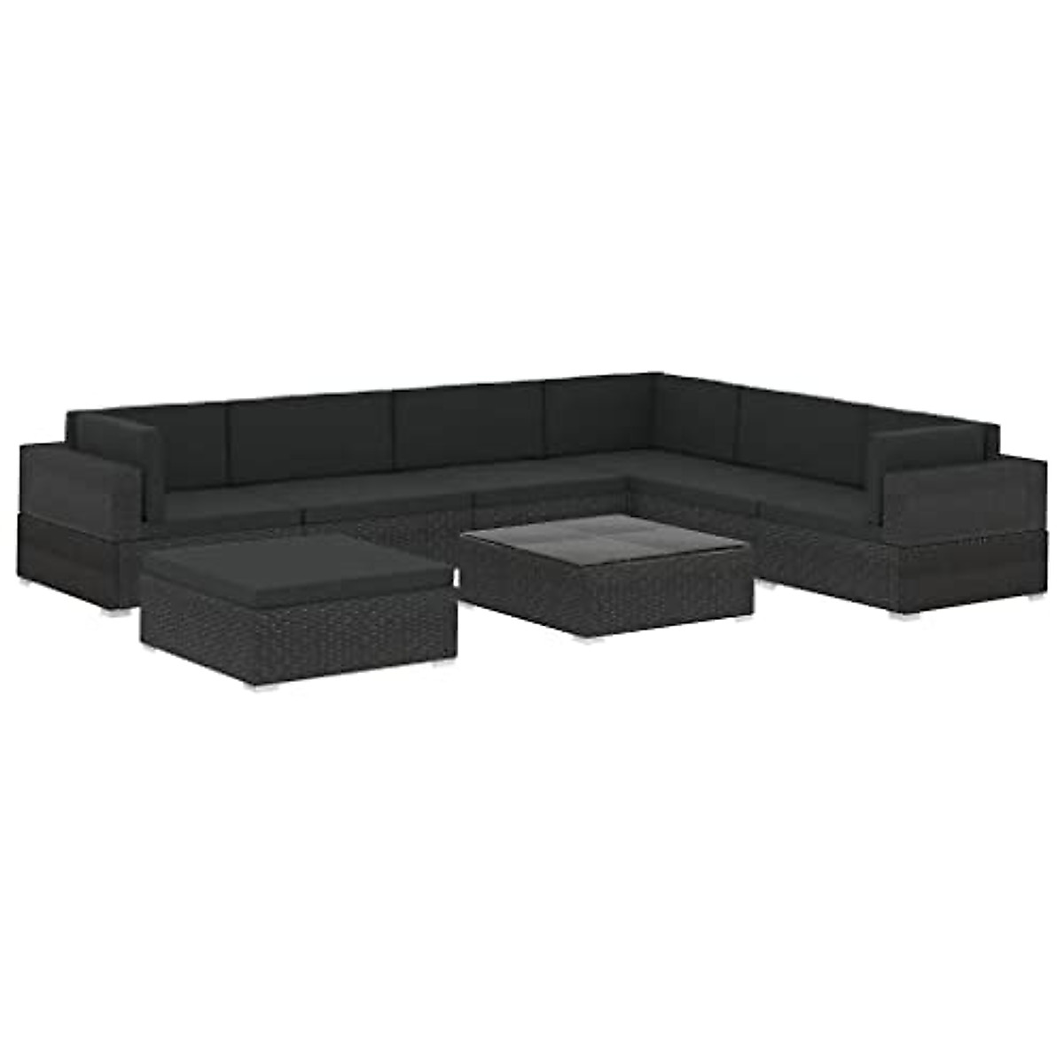 vidaXL 8 Piece Garden Lounge Set with Cushions Poly Rattan Black