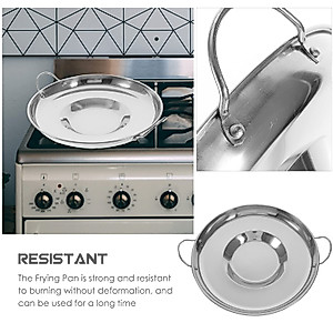 BESTonZON Stainless Steel Comal Concave Pan Stir Fry Pan Non-Stick Pancake Pan Egg Skillet for Kitchen Restaurant Outdoor Silver 36CM