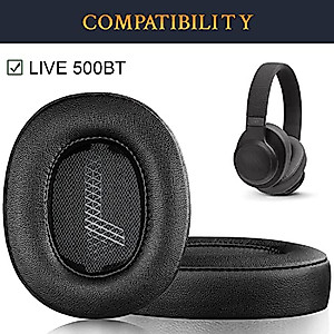 SOULWIT Professional Replacement Ear Pads for JBL Live 500BT/Live 500 BT Around-Ear Wireless Headphone, Earpads Cushions with Softer Protein Leather, Noise Isolation Foam - Black