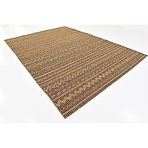 Unique Loom Modern Collection Contemporary, Stripes, Vintage, Indoor and Outdoor Area Rug, 5 ft x 8 ft, Light Brown/Brown