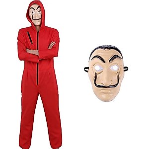 Tomlyws Money Heist Costume Unisex Dali Mask Red Costume Coverall Jumpsuits XXL