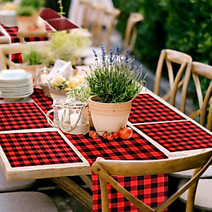 57 x 157.5 Inch Buffalo Plaid Fabrics Gingham Fabric Buffalo Check Quilting Fabric Bundles for Sewing DIY Home Farmhouse Party Festival Holiday Decorations (Red and Black)