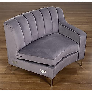 Legend Furniture Velvet Modular sectional Curved Round-Shaped Semi-Circular for Living Room Big Couches Sofas, 142", Grey