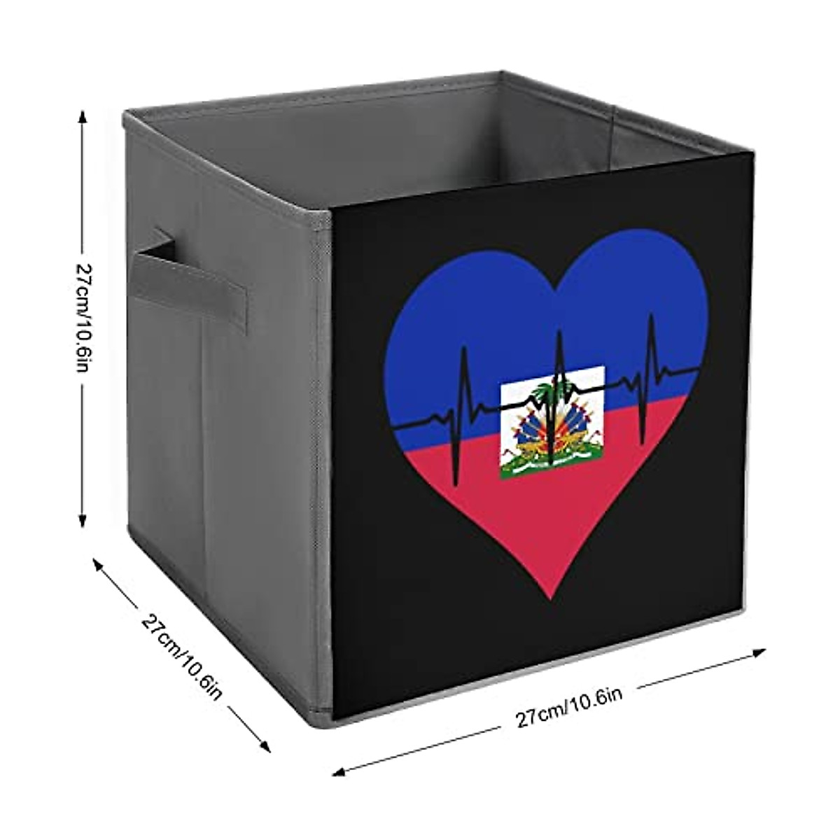 Love Haiti Heartbeat Collapsible Storage Bins Basics Folding Fabric Storage Cubes Organizer Boxes with Handles