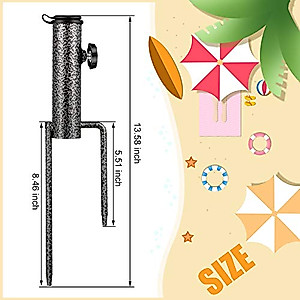 Hotop Patio Umbrella Steel Stand Beach Umbrella Metal Ground Grass Screw Holder Stands with 2 Forks, Safe for Use (3 Pieces)