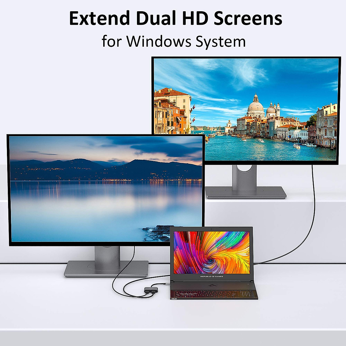 Selore&S-Global USB C to Dual HDMI Adapter 4K @60hz, Type C to HDMI Converter for MacBook Pro Air 2020/2019/2018,LenovoYoga 920/Thinkpad T480,Dell XPS 13/15/17,etc