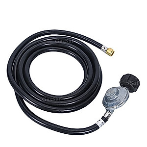 GasSaf 6 Feet Low Pressure Propane Regulator with CSA Certified LPG Hose Most LP Gas Grill, Heater and Fire Pit Table，3/8 Female Flare Nut