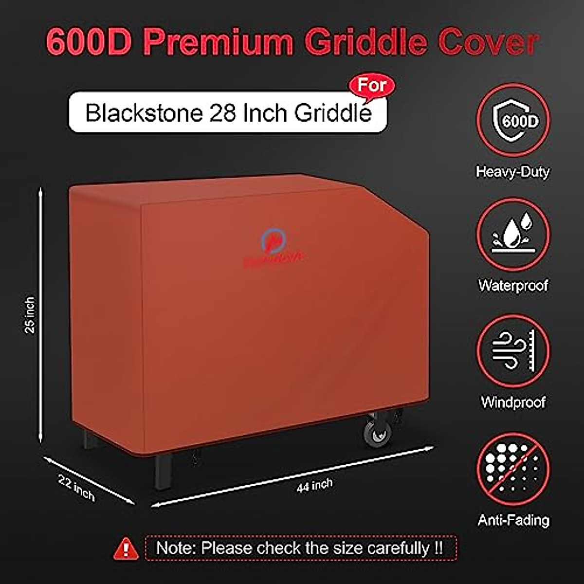 Comnova Griddle Cover for Blackstone Single Shelf Griddle 28 Inch - 600D Flat Top Griddle Cover for Blackstone 2 Burner Waterproof, BBQ Grill Cover for Blackstone 1517, Tailgater and Adventure Ready