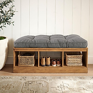 idee-home Bench Cushion for Outdoor Furniture, Patio Loveseat Cushions 48 x 18 x 5 inches Waterproof with Ties, Porch Swing Cushions Wicker Indoor Settee Cushions with Round Corner