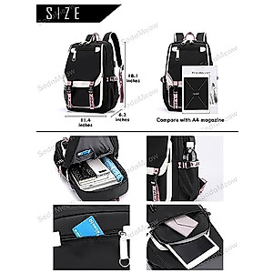 SodaMeow Anime Demon Backpack Rucksack Nezuko Backpack Slayer Bag Kimetsu no Yaiba with USB Charging Port, Free Keychain (Pink-Mitsuri)