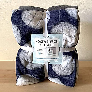 Volleyball Navy Anti-Pill Premium No-Sew Throw Fleece Fabric Kit (72x60)
