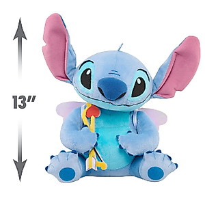 Disney Valentine’s Stitch Large 13-inch Plush Stuffed Animal, Valentine's Gifts, Blue, Alien, Officially Licensed Kids Toys for Ages 3 Up by Just Play