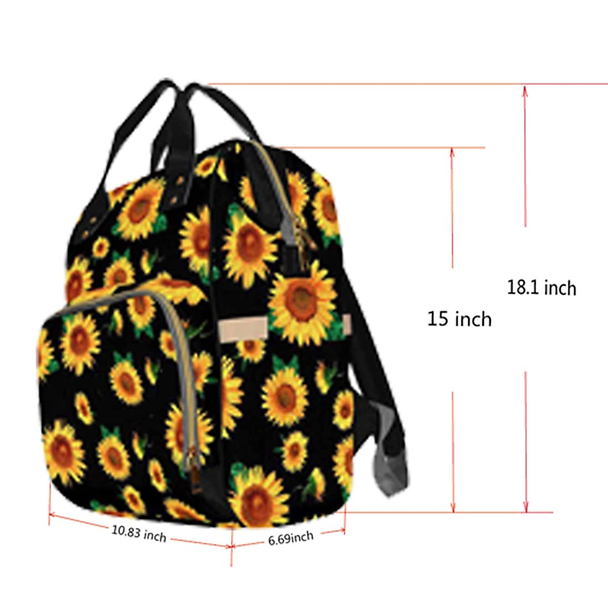 Customized Diaper Bag Backpack, Black and Orange Name Personalized Backpack with Text Mommy Nappy Baby Bag Shoulders Bag Casual Daypack Daycare Bag Travel Bag for Dad Mom