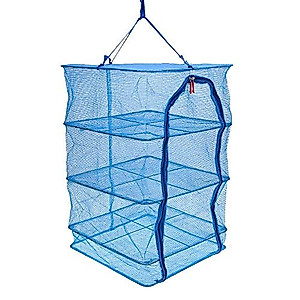 Docooler 4 Layers Meat Drying Net Drying Rack Net Folding Vegetable Fish Dishes Mesh Hanging Drying Net with Zipper Blue 40 40 65cm