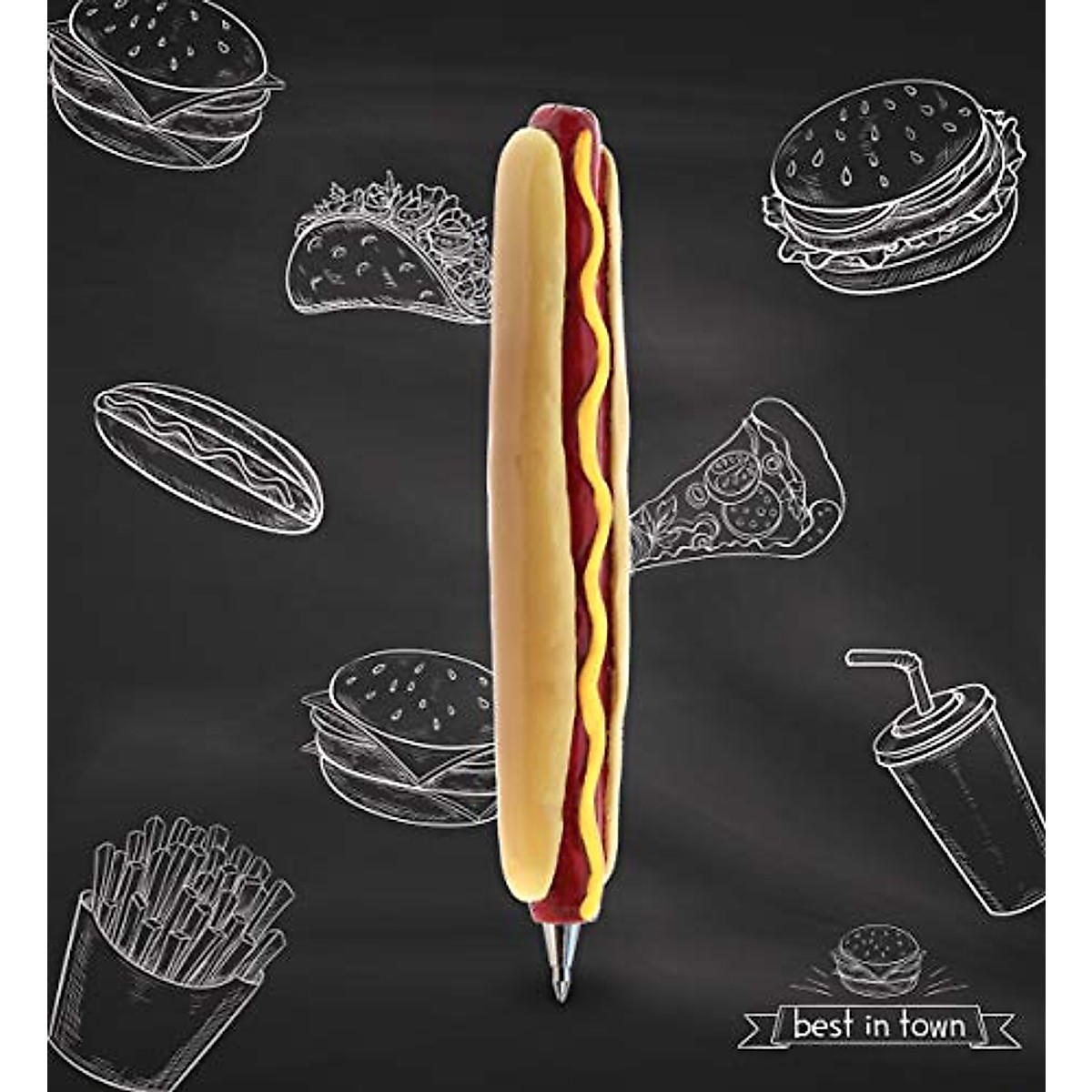 Planet Pens Hotdog Novelty Pen - Cool, Fun, Unique Kids & Adults Office Supplies Ballpoint Pen, Colorful Fast Food Writing Pen Instrument For School and Office