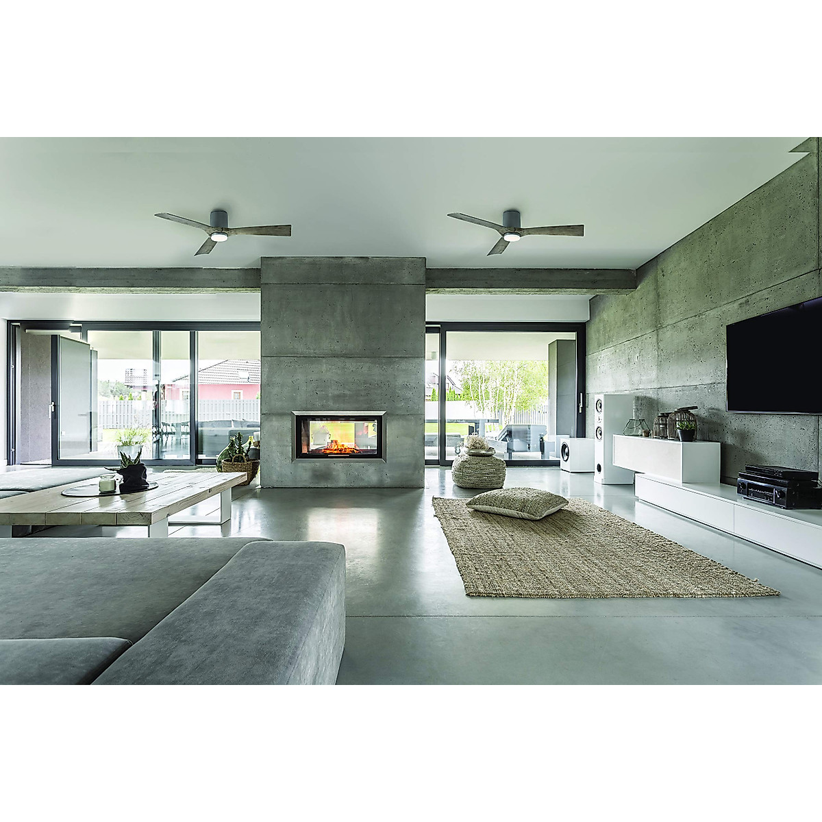 Aviator Smart Indoor and Outdoor 3-Blade Flush Mount Ceiling Fan 54in Graphite Weathered Gray with Remote Control (Light Kit Sold Separately) works with Alexa, Google Assistant, Samsung Things, and iOS or Android App