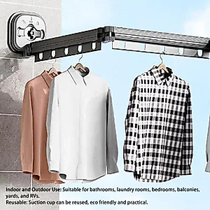 FOSA Retractable Clothes Drying Rack, Laundry Drying Rack Wall Mount, Strong Suction Cup, 360 Degree Rotation Bifold Windproof, Space Saver, for Balcony, Laundry, Bathroom, Dormitory