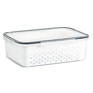 Large Size Food Storage & Fresh Produce Container with Built-in Removable Strainer - Fresh Produce Saver - BPA-Free, Leak-Proof Lid (Large)