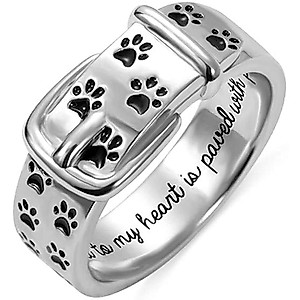 Getname Necklace Dog Cat Paw Print Ring Personalized Engraving - Sterling Silver Custom Name Pet Lover Jewelry Gift for Teens Women Men