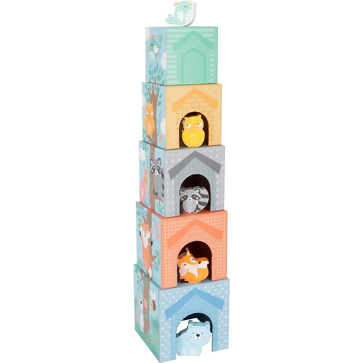 Pastel Animals Stacking Tower by Small Foot – Nesting and Stacking Cups – Building Blocks Develop Fine Motor Skills – Classic 10 Piece Educational Game for Toddlers – Ages 12+ Months