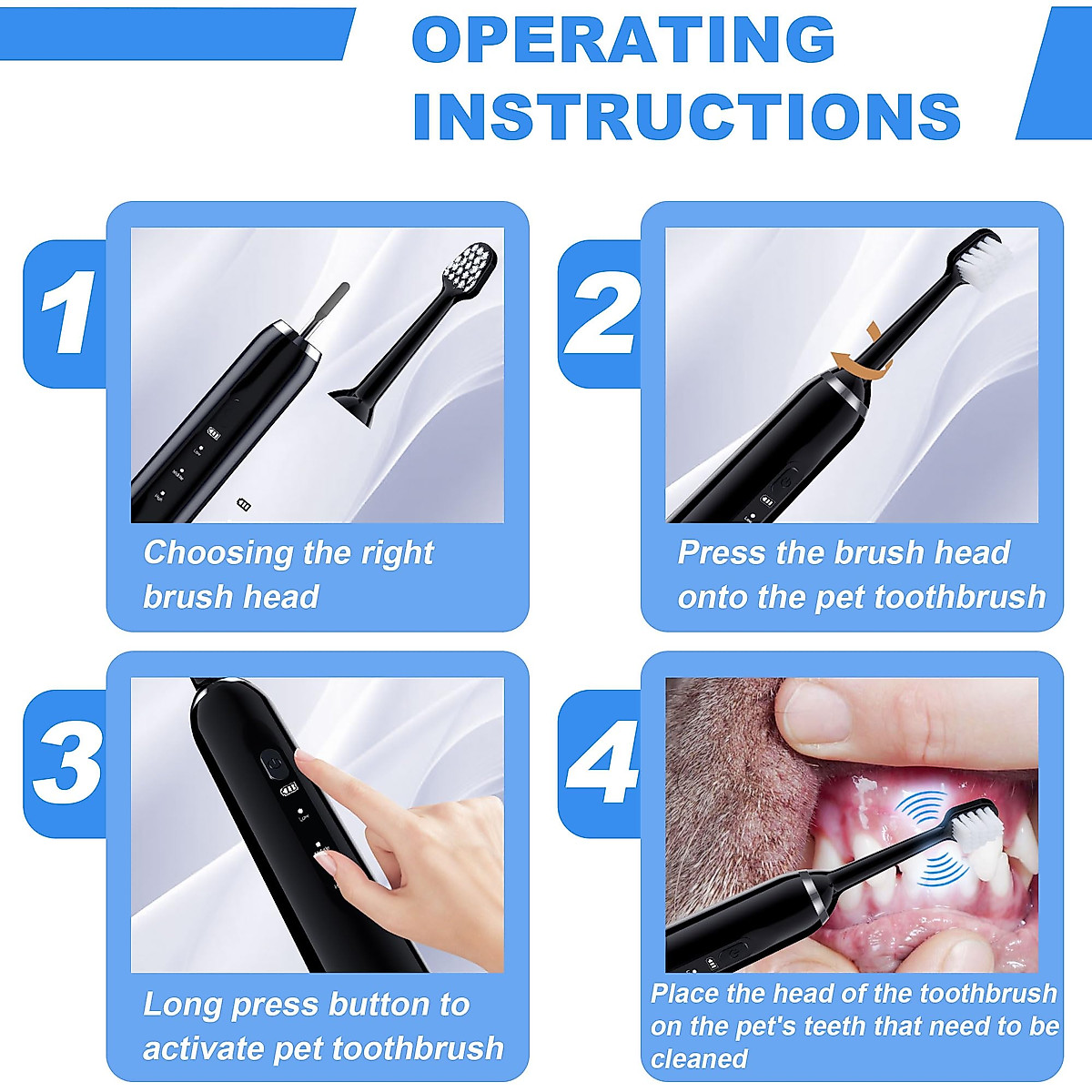 Magentak Dog Teeth Cleaning Kit, Sonic Electric Toothbrush for Pets, Teeth Plaque Remover Brush Set, Rechargeable Sonic Toothbrush for Teeth Care with 3 Modes and 11 Replaceable Brush Heads