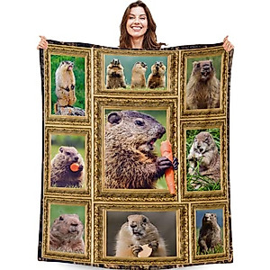 Groundhog Blanket Gifts, 50"x40" Happy Groundhog Day Throw Blanket, Soft Cozy Fleece Bed Blanket for Women Men, Gifts for Groundhog Lovers, Plush Throw Blanket for Couch Bedroom Sofa