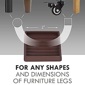 VOCOMO 2X2 Rubber Caster Cups, Non Slip Furniture Pads, Anti-Slip Gripper, Anti Skid Furniture Feet, Anti Slide Floor Protector for Bed Couch Table Chair Stoppers - 4 Pack, Black