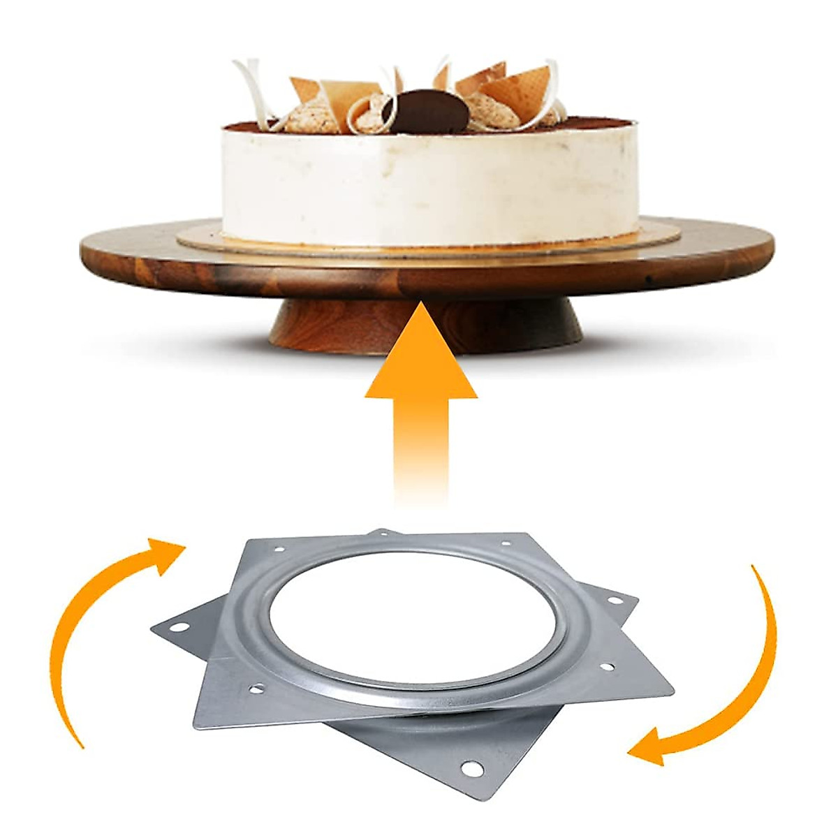 seewavom 6 inch Lazy Suans Hardware, 4 Pack Square Lazy Suan Hardware Turntable Bearings Rotating Bearing Plate Furniture Hardware for Kitchen Storage Racks Craft Table