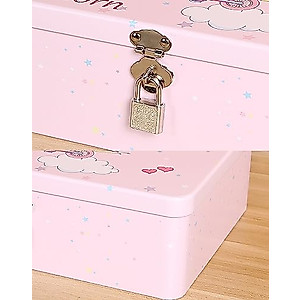 ZLEYECZ Retro Style Rectangle Tinplate Storage Box with Padlock, Home Kitchen Desktop Storage Tin Canister, For Chocolate Jewelry Cosmetics Photos Gift Candy Tea Coffee Case (Night Sky)