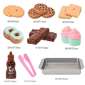 Elitoky Cookie Play Food Set, Play Food for Kids Kitchen - Toy Food Accessories - Toy Foods with Play Baking Cookies and Cupcakes Plastic Food for Pretend Play, Kids Toddler Childrens Birthday Gifts