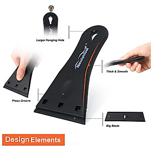 NEWISHTOOL Plastic Razor Blade Scraper with 3 Inch Big Blade, 2 Pack Plastic Blade Scraper and 20 PCS Extra Blades Adhesive Remover for Glue Residue Labels, Decals and Sticker on Window and Glass
