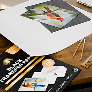 MyArtscape Graphite Transfer Paper, 20 Black Sheets - Wax Free - Erasable - Smudge-Free - Ideal for Drawing, Tracing and Watercolor Transfer - Premium Arts and Crafts Supplies
