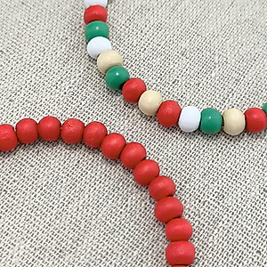 COIRIS Wooden Beaded Hoop Big Earrings Bohemian Circle Round Bead Earrings Circle Drop Dangle Earrings Jewelry For Women (ER1185-Red+Christmas)