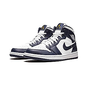 Jordan Air 1 Mid (White/Metallic Gold-Obsidian 10)