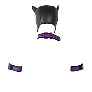 XL Neoprene Pup Hood,Pup Hood,Puppy Mask Adult,Pup Play Mask for Men Women,Neoprene Dog Mask with Collar&Armband (Purple, XL)